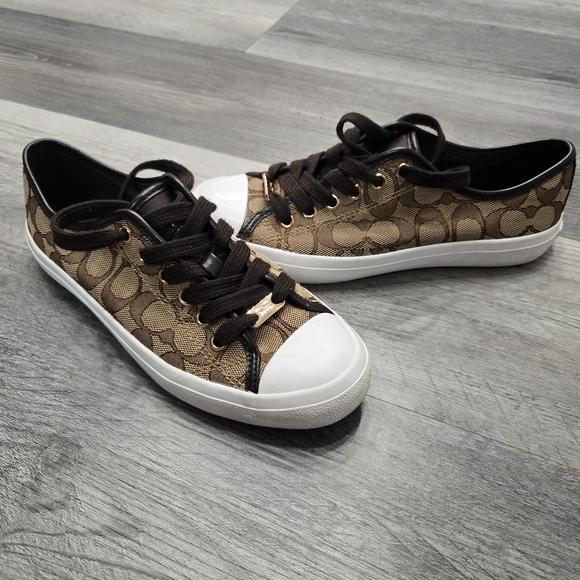 Coach | Shoes | Coach Empire Lowtop Sneakers In Signature Outline ...